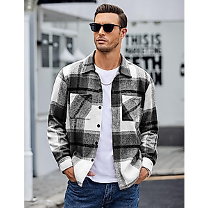 COOFANDY Men's Flannel Shirt Jacket Casual Button Down Plaid Shirt Long Sleeve Work Shirts for Men