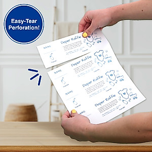 PrintWorks Raffle Tickets, Perforated Cardstock for Tickets with Tear-Away Stubs, 8.5 x 11, 67lb/147gsm, 4 Tickets Per Sheet, 250 Sheets, 1000 Tickets Total, White (04295) (2.75 x 8.5)