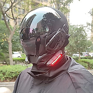 KYEDAY Punk Gothic Cyber Mask for Men,Techwear mask, Halloween Cosplay Costume Accessory with LED Light, Futuristic Mask