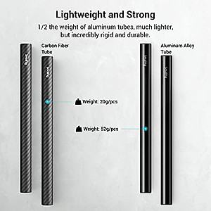 SmallRig 15mm Carbon Fiber Rod for 15mm Rod Support System (Non-Thread), 8 inches Long, Pack of 2 - 870