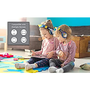 eKids Baby Shark Headphones for Kids, Wired Headphones for School, Home or Travel, Tangle Free Toddler Headphones with Volume Control, 3.5mm Jack, Includes Headphone Splitter