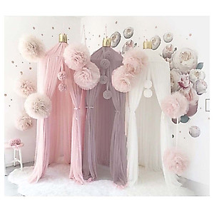 Modern Nursery Kids Bed Canopy - Baby Crib Bed Mosquito net reading Nook - princess house castle bed hanging sheer Canopy 10 layers (PINK)