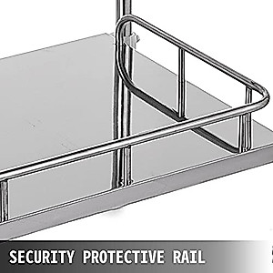 VEVOR 2-Shelf lab cart with Wheels Stainless Steel Rolling cart Lab Cart Utility Cart with high-Polish Stainless Steel 2 Lockable Wheels for Fixing