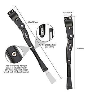 FORTOP Bike Kickstand, Adjustable Aluminum Alloy Bicycle Support Kick Stand Fit for 22'' 24'' 26'' 27.5'' 29'' Inch Mountain Bike/BMX/MTB/City Commuter Bike/Sports Bike/Adult Bike/Road Bike