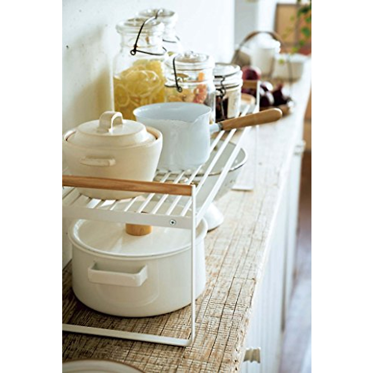 YAMAZAKI home Wired Organizer Rack-Kitchen Storage Shelves, One Size, White - 3803