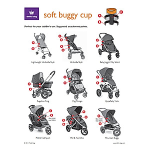 Think King Soft Buggy Cup for Stroller, Wheelchair, Rollator, Walker, Black/Silver