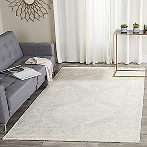 SAFAVIEH Maharaja Collection Accent Rug - 4' x 6', Beige & Blue, Hand-Knotted Traditional Viscose, Ideal for High Traffic Areas in Entryway, Living Room, Bedroom (MHJ442A)