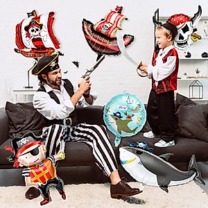 10 Pcs Pirate Ship Foil Balloons Pirate Birthday Party Supplies Pirate Party Decorations Ocean Birthday Decorations Pirate Balloons Pirate Ship Skeleton Shark Balloon for Birthday Party Supplies