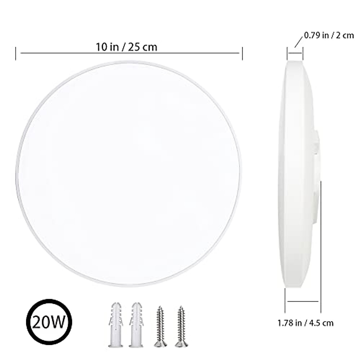 URLTZBRO 20W 10inch Round Flush Mount LED Ceiling Light,6000K Slim White Lighting Lamp Fixture for Bathroom Kitchen,Bedroom,Hallway,Easy Installition
