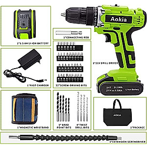 Aokia Cordless Weed Wacker Set: 12V Electric Driver Tool Kit String Trimmer 3/8-Inch Keyless Chuck 1500rpm Variable Speed Cutting Wall Wood Metal 43pcs Wacker Bit