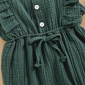 Renotemy Infant Romper Baby Girl Cotton Linen Outfits Short Sleeve Jumpsuits One-Piece Bodysuit Baby Girl Clothes 3-6 Months