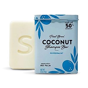 Peet Bros. Peppermint Coconut Shampoo Bar - Vegan, Palm Oil-Free, Moisturizing with No Artificial Fragrances - Planet Friendly, Made in USA - 5 oz