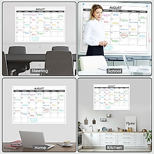 Dry Erase Calendar for Wall - Large Dry Erase Calendar, 28" x 40", Undated Monthly Calendar for Home, Office, Classroom, Erasable Laminated Calendar Whiteboard with 6 Markers ＆ 6 Stickers