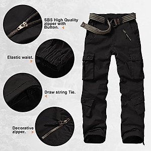 Alfiudad Womens Cargo Pants with Pockets, Women's Casual Military Army Hiking Combat Tactical Work Pants Trousers,Black,27(US 4)