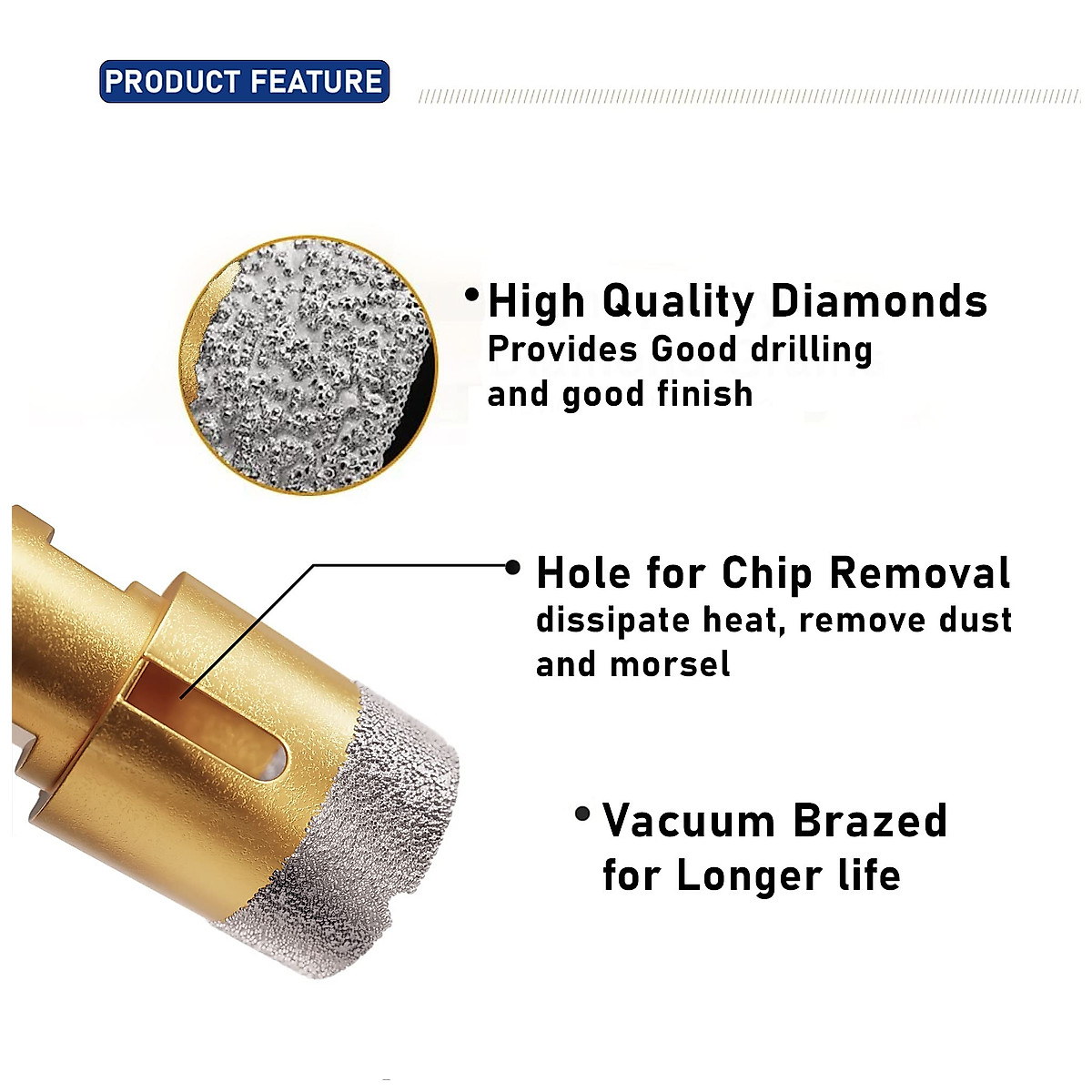 Diamond Hole Saw Kit 15PCS Tile Hole Saw 5/8-11 Thread - Diamond Drill Bits for Porcelain Tile - Diamond Hole Saw - Diamond Drill Bits - Diamond Bit - 6/8/10/12/16/20/25/30/35/45/55/68/100mm+adapters