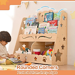 Montessori Bookshelf for Toddlers, Kids Bookshelf and Toy Storage,Toddler Bookshelf for Rooms, BabyBookshelf for Nursery Multifunctional Storage Organization