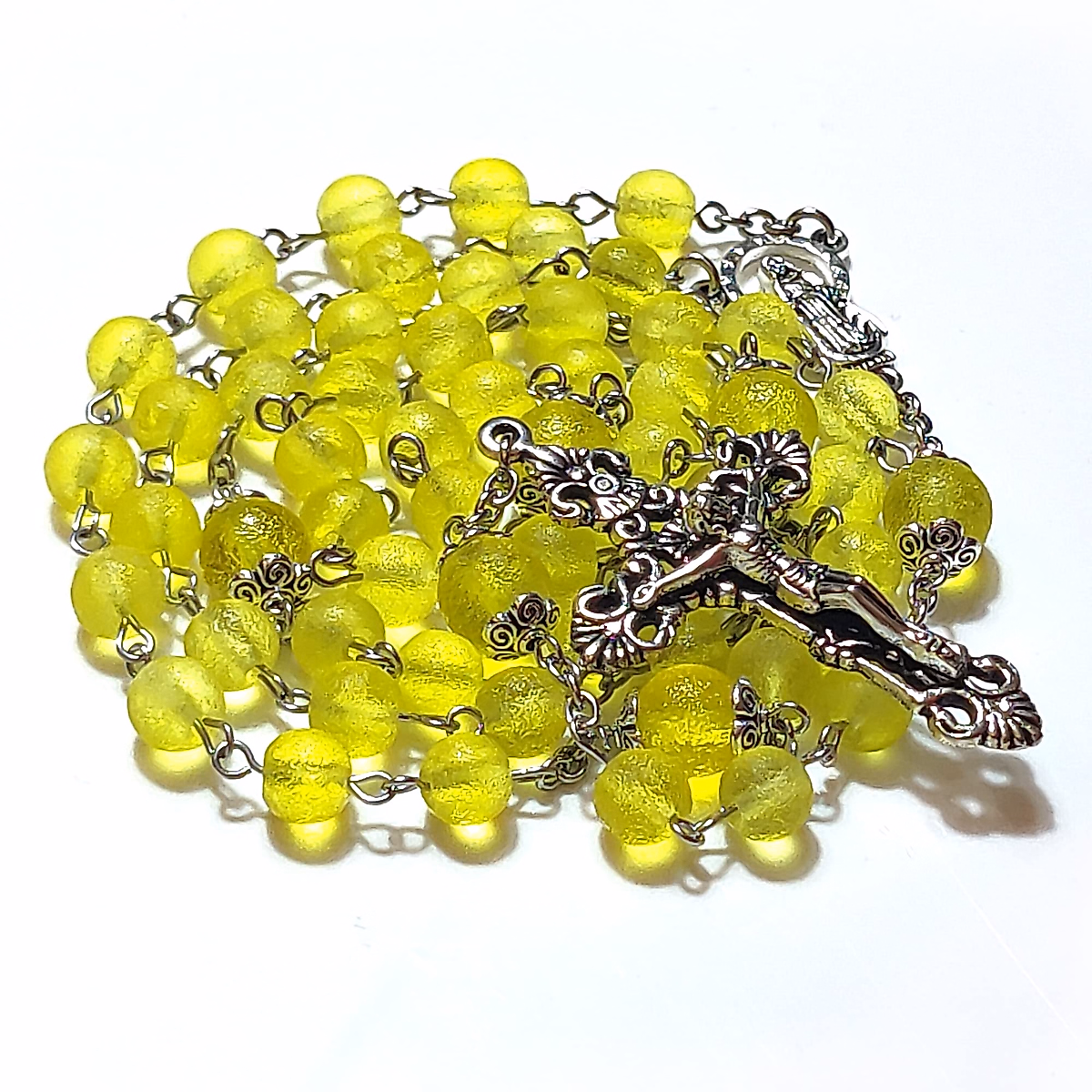 GeekTenet Rosary Beads Chaplet NL Artificial Crystal Rosery Cross Catholic Rosaries (Yellow)