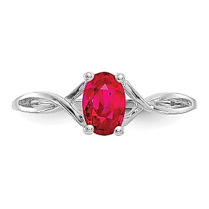 IceCarats 14K White Gold Red Ruby Ring July Birthstone Jewelry Size 7.00