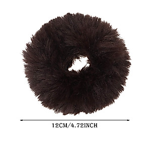 16 Pieces Rabbit Fur Hair Accessories: Fluffy Scrunchies, Pom Pom Hair Ties, and Elastic Ponytail Holders for Women and Girls (Color Set 1)