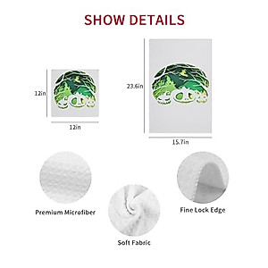 Hokiten Halloween Waffle Kitchen Towels Dishcloths, Green Ombre Pumpkins Castle Witch Absorbent Dish Towels | Hand Towels for Bathroom/Bar, 12 x 12 Inch, 2 Pcs