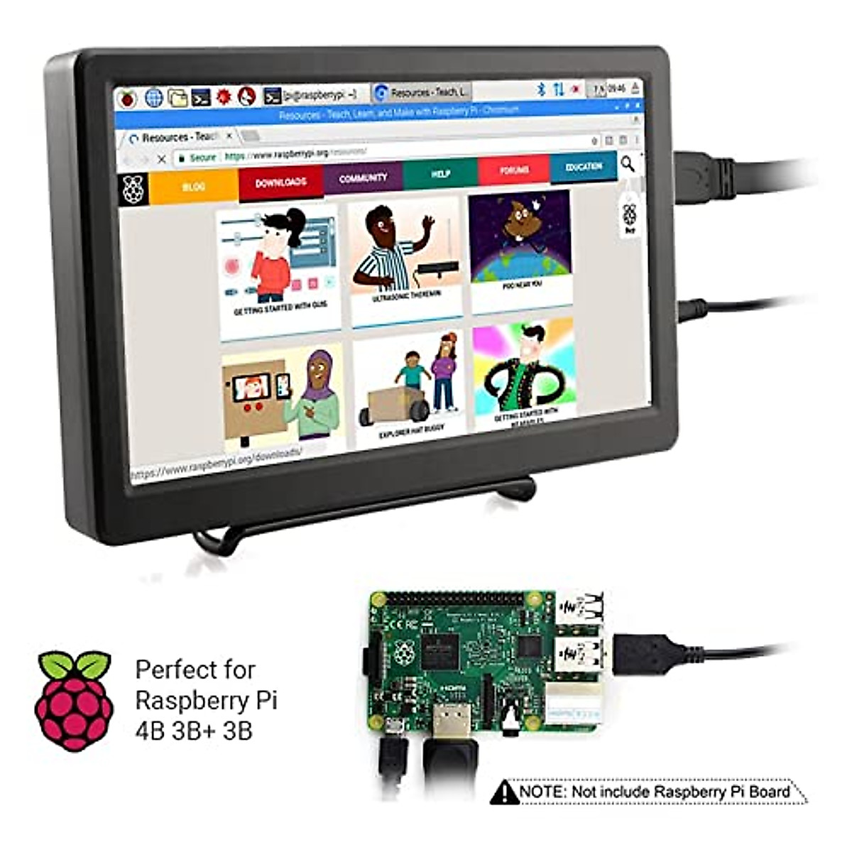ELECROW Portable Monitor 10.1 Inch Screen IPS Monitor 1920x1080P with HD VGA Port Build-in Speakers VESA Mount for Raspberry Pi 5/4/3/400 Windows 11/10/8/7 PS Xbox