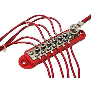 Bay Marine Supply Busbar – 12-Point Power Distribution Block (240A Rating) – #8 Terminal Screws & 1/4" Stud – Black Bus Bar