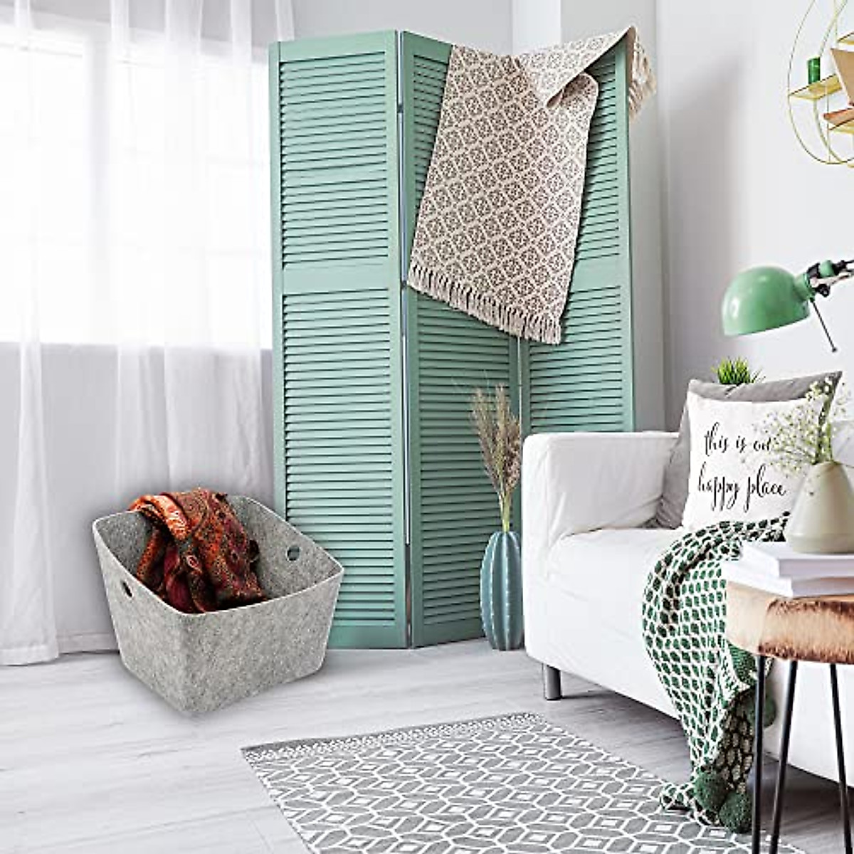 Welaxy Storage Basket Organizer Bins Cone Shelf Baskets for Magazine Books Kids Toys pet Toy Junk Organize 3-Piece (Gray x 3)