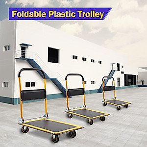 330lb Push Cart Dolly, Foldable Platform Truck with Mute Wheel, Dolly Cart for Warehouse, Loading, Moving and Office