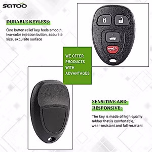 SCITOO Keyless Entry Remote Control Key Fob Replacement for 4 Buttons 2006-2011 for Chevy for Impala for Monte Carlo for Impala for Buick Lucerne for Cadillac DTS 1PC FCC OUC60270