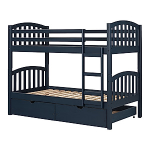South Shore Ulysses Solid Wood Bunk Beds, Navy Blue