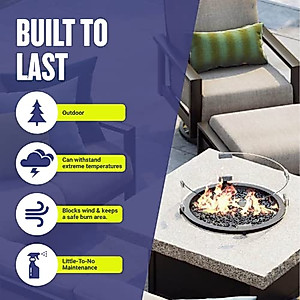 American Fireglass Tempered Glass Flame Guard for 25” Round Drop-in Fire Pit Pans | Outdoor Wind Guard with Aluminum Fire-Resistant Brackets & Non-Slip Feet | 29-inch x 8-inch