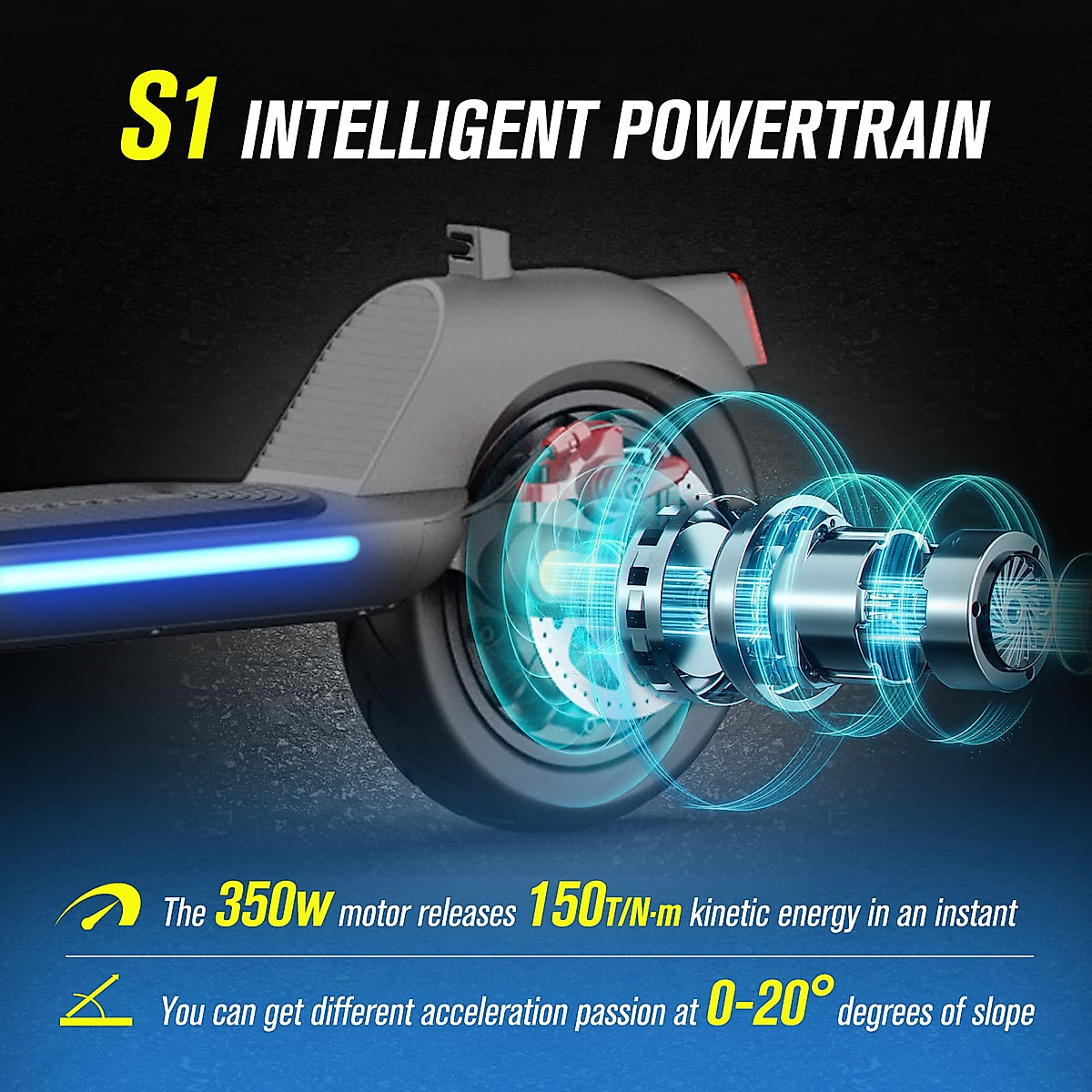 Smart Electric Scooter for Adults - Max 18.6 Mile Range and 15.5Mph for 350W Moter, Auto-Sensing Automatic Headlamps,Headlight & Taillight Foldable, Cruise Control System E Scooter - A5004