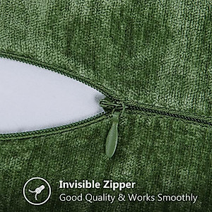 decorUhome Chenille Soft Throw Pillow Covers 18x18 Set of 2, Spring Farmhouse Velvet Pillow Covers, Decorative Square Pillow Covers with Stitched Edge for Couch Sofa Bed, Forest Elf