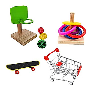 LOVIVER Bird Training Toys Parrot Toy Parakeet Shopping Cart for Cockatiel Budgie