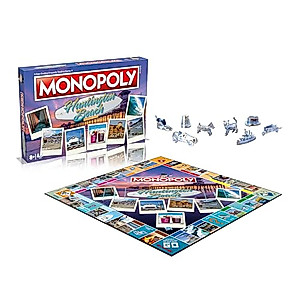 MONOPOLY Board game - Huntington Beach Edition: 2-6 Players Family Board Games for Kids and Adults, Board Games for kids 8 and up, for Kids and Adults, Ideal for Game Night