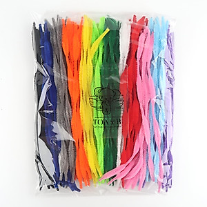 TOAOB 120pcs Fuzzy Bumpy Pipe Cleaners 12 Assorted Colors Chenille Stems Craft Supplies 13mm x 12 inch Pipe Cleaners for DIY Art Crafts Decorations