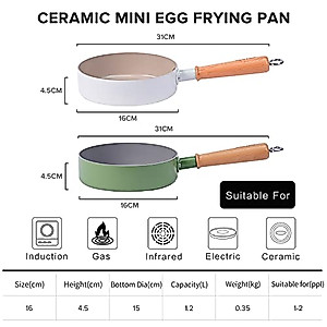 JEETEE 6.3 Inch Ceramic Nonstick Frying Pan, Nonstick Omelette Pan with Heat-Resistant Handle, Induction Small Skillet for Eggs (Beige)