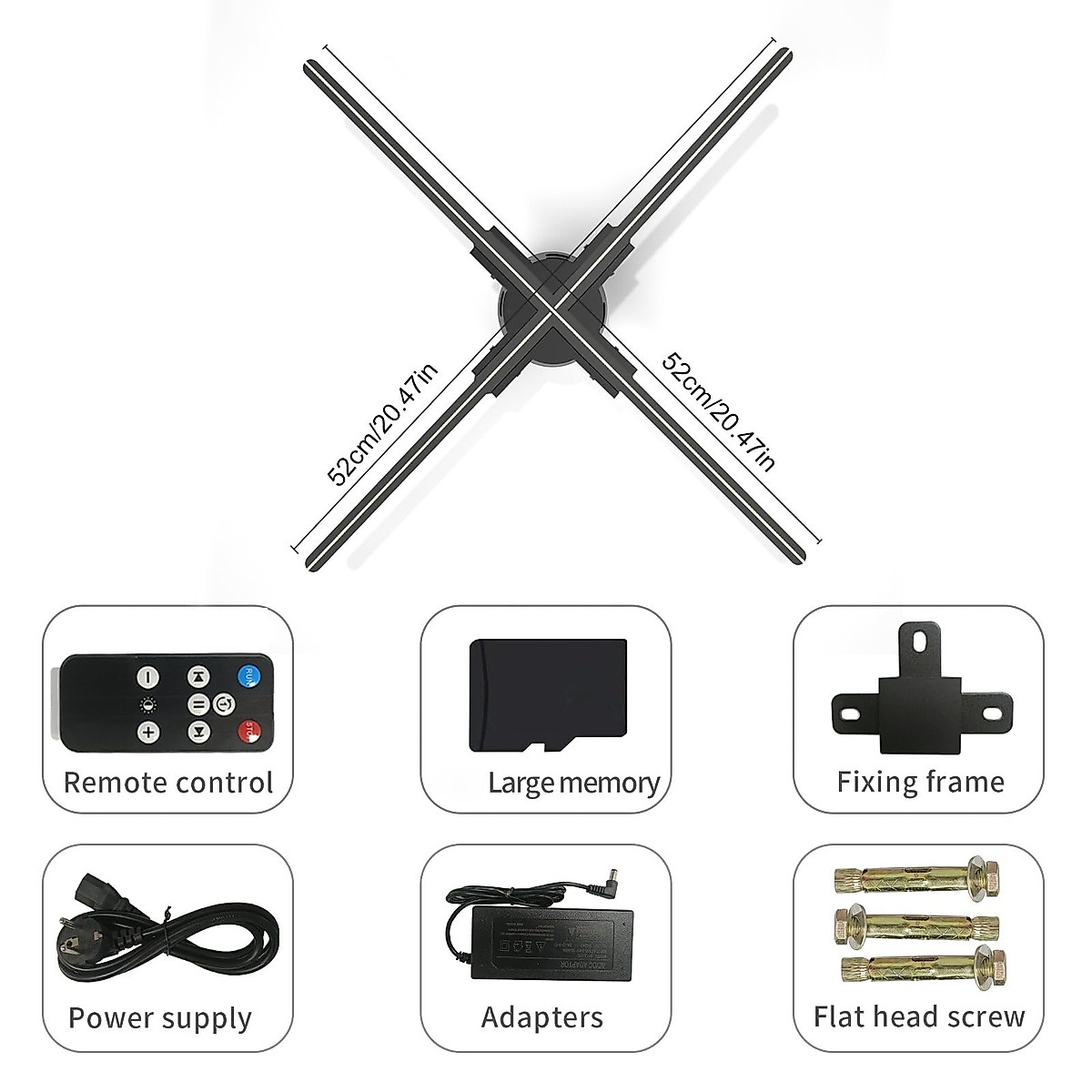 GIWOX 3D Hologram Fan with WiFi, 640PX Hi-Resolution 20.5'' Holographic Video Projector, Graphic 3D Video-3D Advertising Display is Best for Business Store Shop Holiday Events Display (52cm)