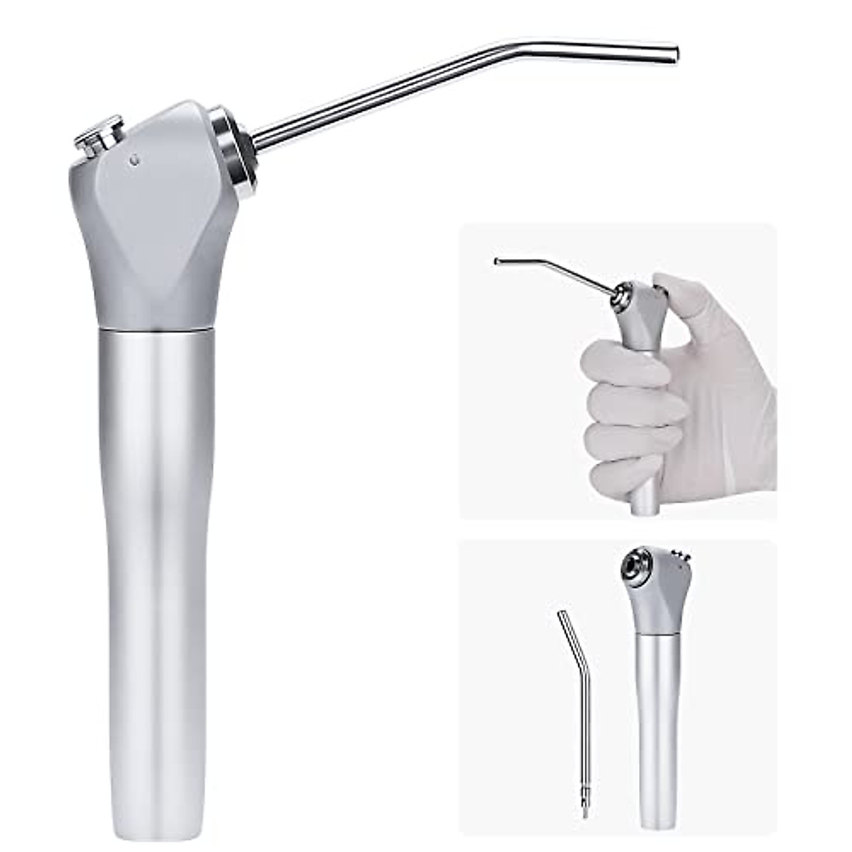 Dental 3 Way Syringe Triple Air Water Spray Syringe with 2 Metal Alloy Tips Tube Nozzles