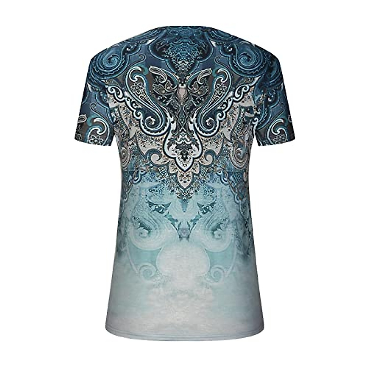 SMIDOW Trendy Summer Tops for Women 2023 Casual Loose Fit Short Sleeve v Neck Shirts Ethnic Style Graphic Tees Blouse