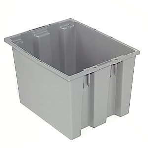 Stack And Nest Shipping Container No Lid, 19-1/2x15-1/2x10, Gray, Lot of 6