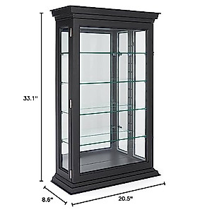 Displays2go 20" Countertop/Wall Mount Display Case, Adjustable Shelves, Locking - Black (DCC2033BK2)