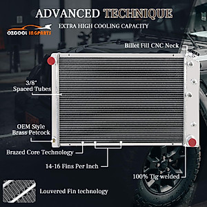 OzCoolingParts 3 Row Core Aluminum CU162 Radiator + 2 x 12" Fan w/Louver Shroud Kit for 1970-1987 71 72 73 74 75 76 77 78 Chevy/GMC C/K/G-Series C10 C20 C25 C30 C3500 K10 K20 Nova Camaro Blazer
