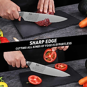 Papa Grandpa Christmas Birthday Gifts -Grandfather Papa Gifts from Grandkids -Best Papa Ever Gifts -Fathers Day Papa Gifts for Granddad Grandpa Grandfather, 8-inch Kitchen Knife Gifts for Papa