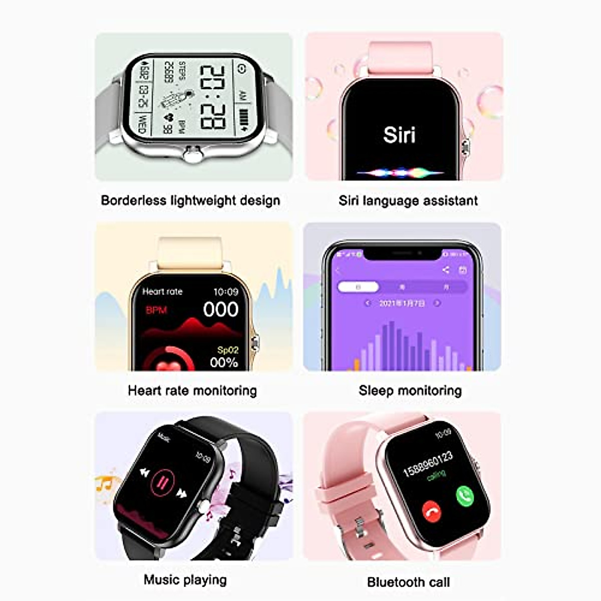 Smart Watch for Android Phones Text and Call, Smart Watch with Text and Call Answer for iOS Phones Compatible Fitness Tracker with Heart Rate, Sleep, Blood Oxygen, Step Counter for Men Women, IP67#