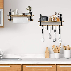 Coffee Mug Holder, Wall Mount Coffee Mug Rack, Coffee Cup Organizer with 8 Hooks and Storage Shelf, Storage Hooks for Coffee Bar Decor Organizer, Hanging Cup Drying Hook, Kitchen Paper Towel Holder