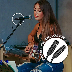 Balanced XLR Cable Male to Female - 0.5 Feet (6 inches) Black - Pro 3-Pin Microphone Cable Connector for Powered Speakers, Audio Interface or Mixer for Live Performance & Recording