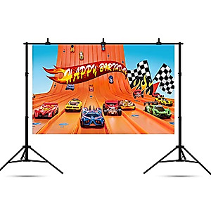 QQKCFOTO Hot Wheels Backdrops for Birthday Party Decorations Supplies, Red Car Photo Background for Cake Table Decorations, Hot Wheels Banner, Polyester 5x3ft