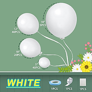 White Balloon Garland Arch Kit, 110Pcs Mixed Sizes White Balloons With Tool,Party Decorations White Balloon for Wedding Bridal Shower Gender Reveal Baby Shower Birthday Party Decorations Supplies