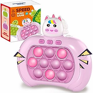 TeaRoo Quick Push Pop Game It Fidget Toys Pro for Kids Adults, Handheld Game Fast Puzzle Game Machine, Push Bubble Stress Toy, Relief Party Favors, Birthday Gifts for Boys and Girls (Pink)